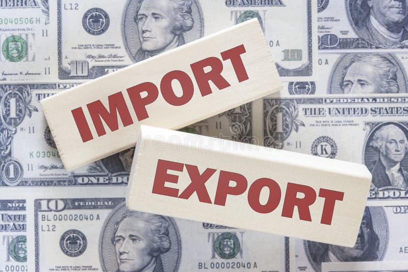 Import Export Signs on Dollar Bills Stock Photo - Image of income ...
