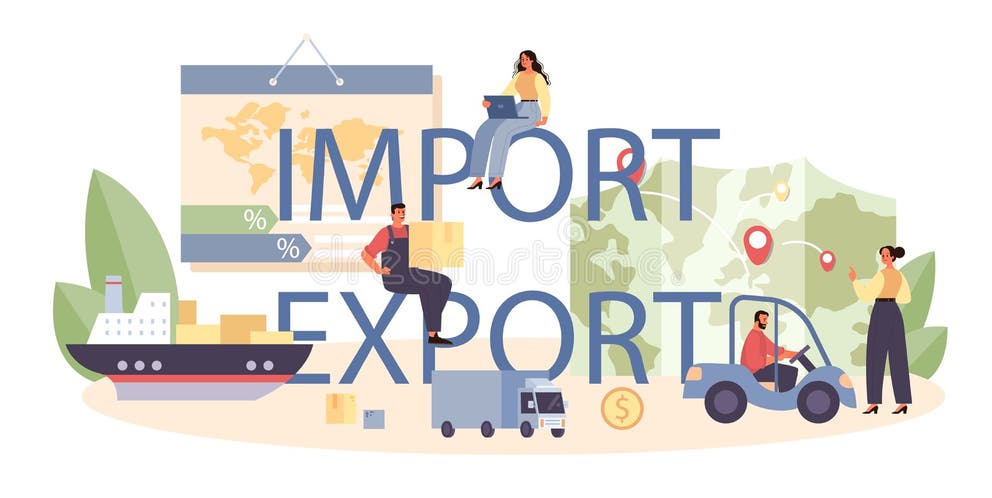 Import and Export Typographic Header. Freight Forwarder in Uniform ...
