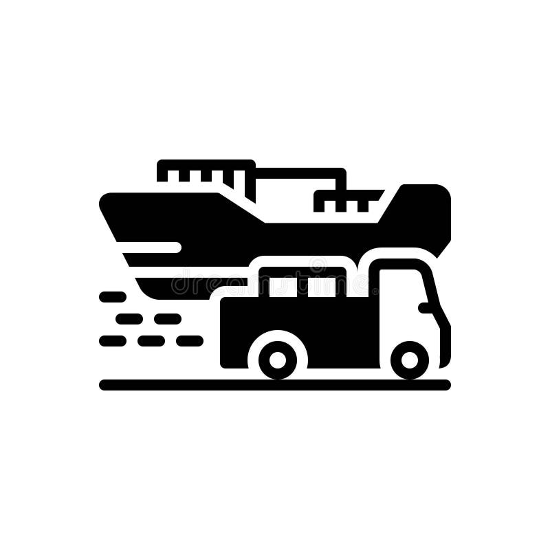 Black Solid Icon for Import, Ship and Harbor Stock Vector ...