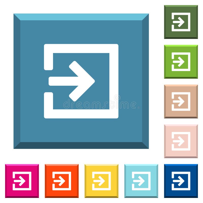 Import with Inside Arrow White Icons on Edged Square Buttons Stock ...