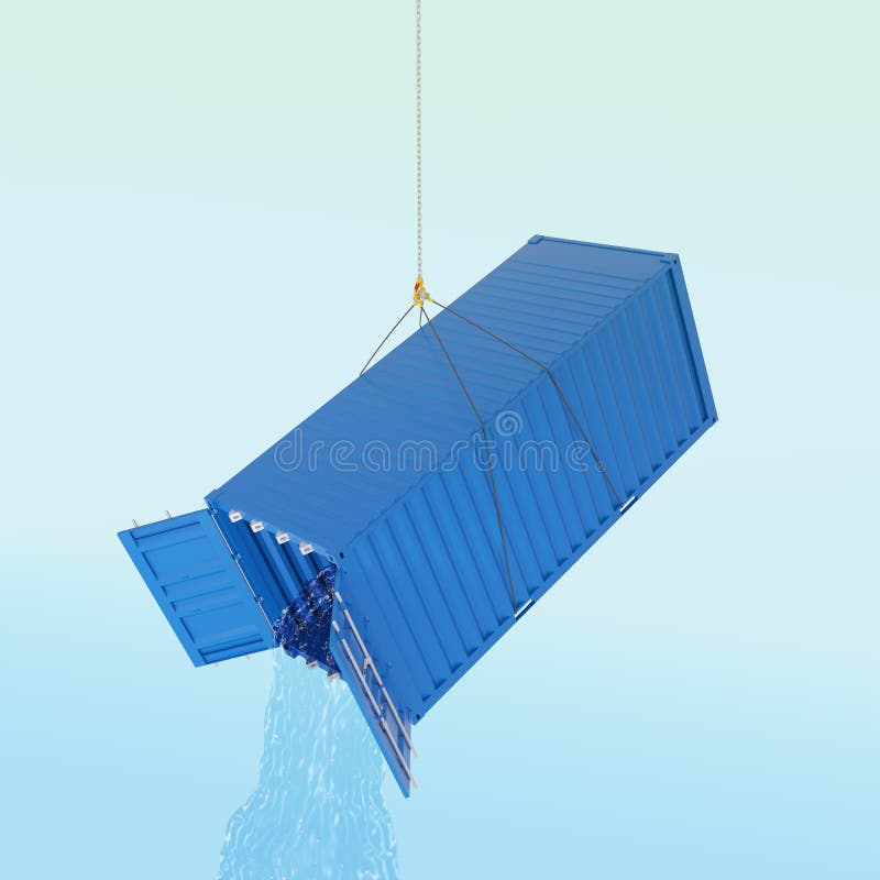 Red Shipping Container on the Hook - Cutting Path Stock Illustration ...