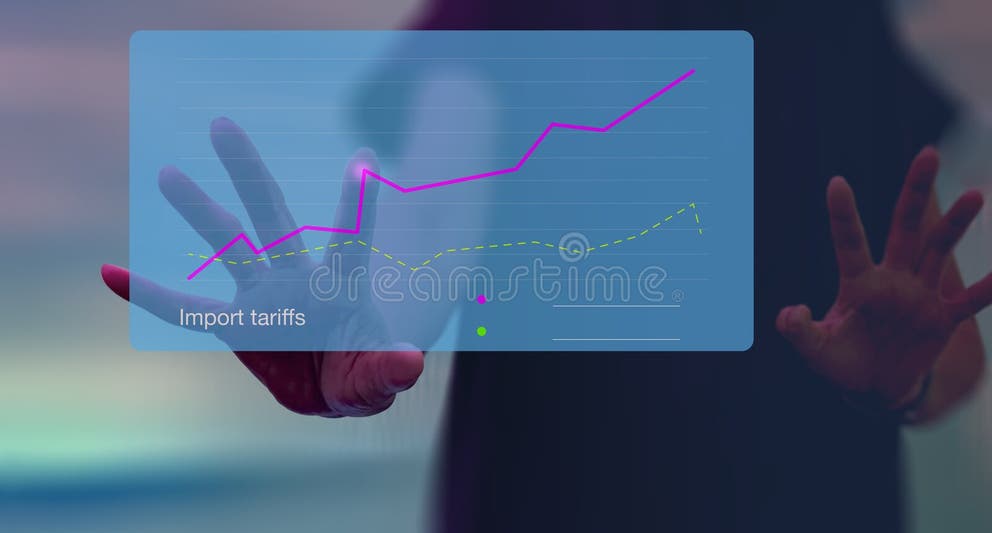 Import Tariff Chart Analysis with Hand Interface Stock Image - Image of ...