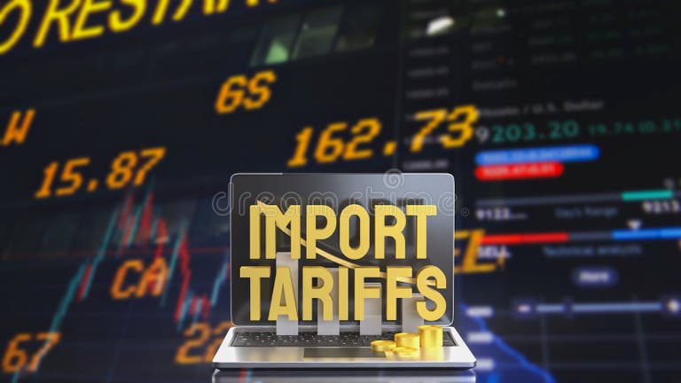 The Import Tariff and Chart on Notebook for Business Concept 3d ...