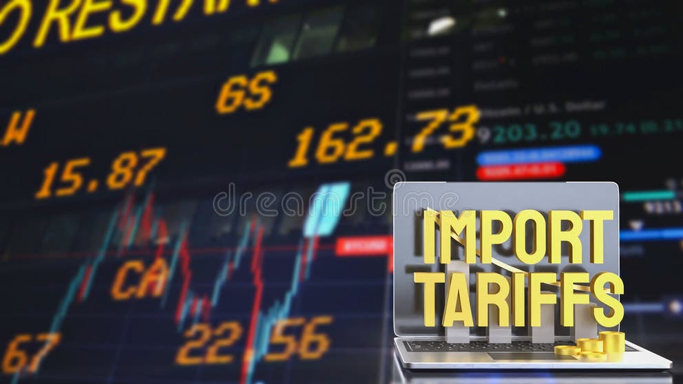 The Import Tariff and Chart on Notebook for Business Concept 3d ...