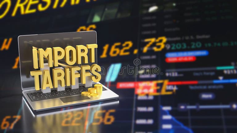 The Import Tariff and Chart on Notebook for Business Concept 3d ...