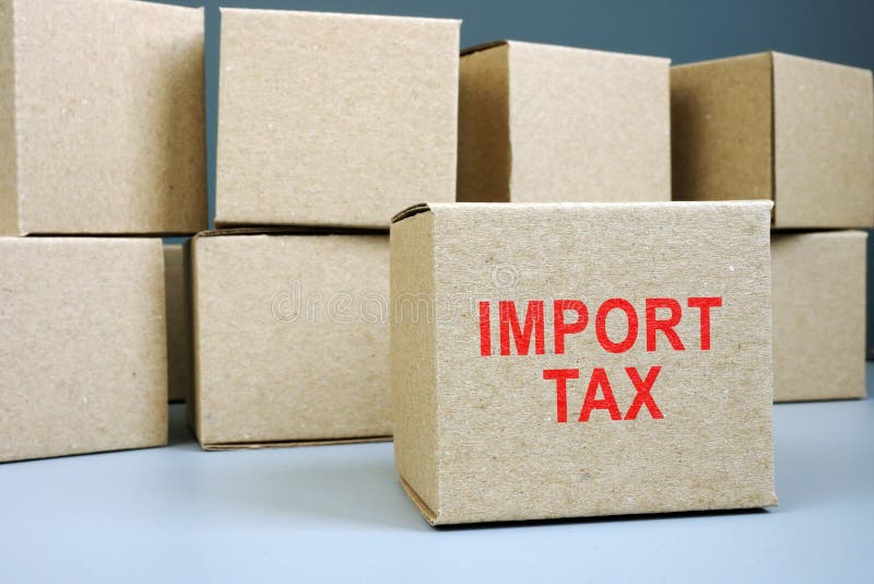 Import Tax Red Stamp on Cardboard Box Stock Image - Image of raise ...