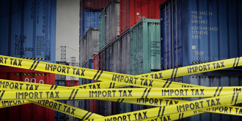Import Tax Tapes and Cargo Containers Stock Illustration - Illustration ...