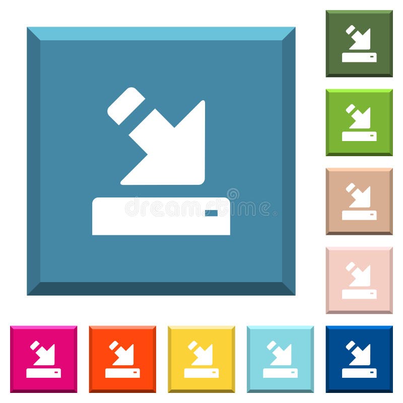 Import To Device White Icons on Edged Square Buttons Stock Vector ...