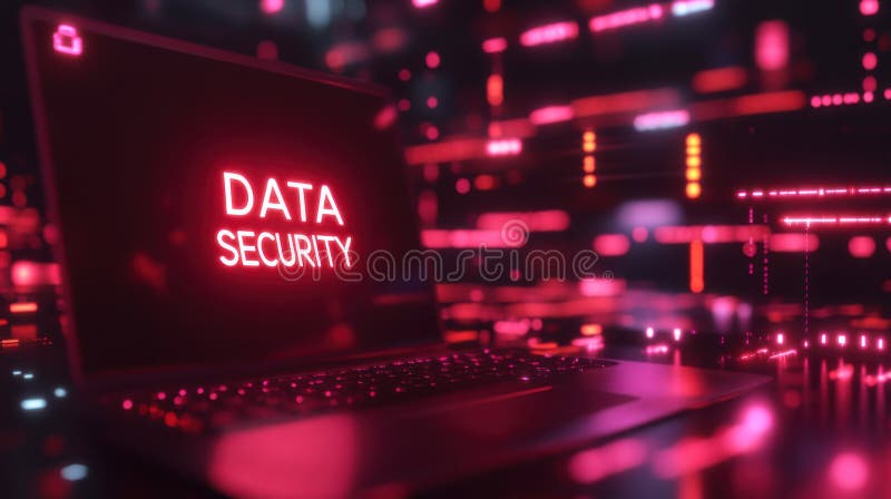 Importance of Data Security Highlighted on a Laptop Screen in a Vibrant ...