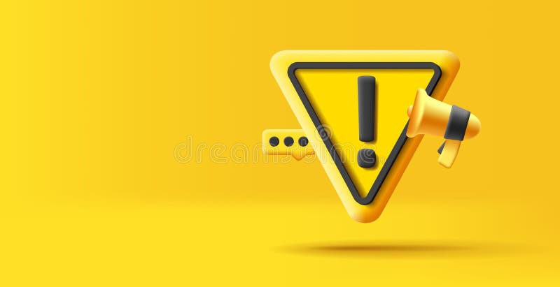 Important Announcement 3d Render Soft Shaped Triangle, Yellow with ...