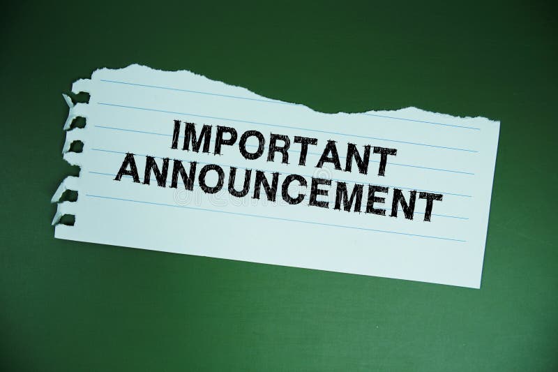Important Announcement Text Written on Paper Flat Lay on Green ...