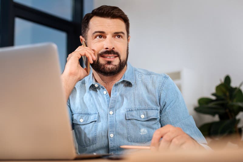 Nice Bearded Man Speaking on the Phone Stock Photo - Image of executive ...