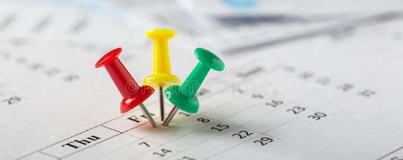 Important Date and Calendar Appointment. Pin on Calendar Stock Photo ...
