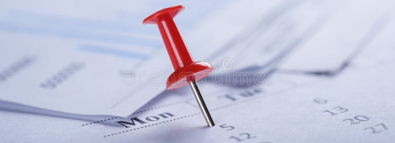 Important Date and Calendar Appointment. Pin on Calendar Stock Image ...