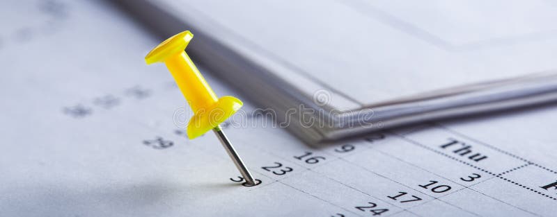 Important Date and Calendar Appointment. Pin on Calendar Stock Image ...