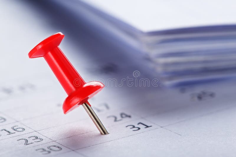 Important Date and Calendar Appointment. Pin on Calendar Stock Photo ...