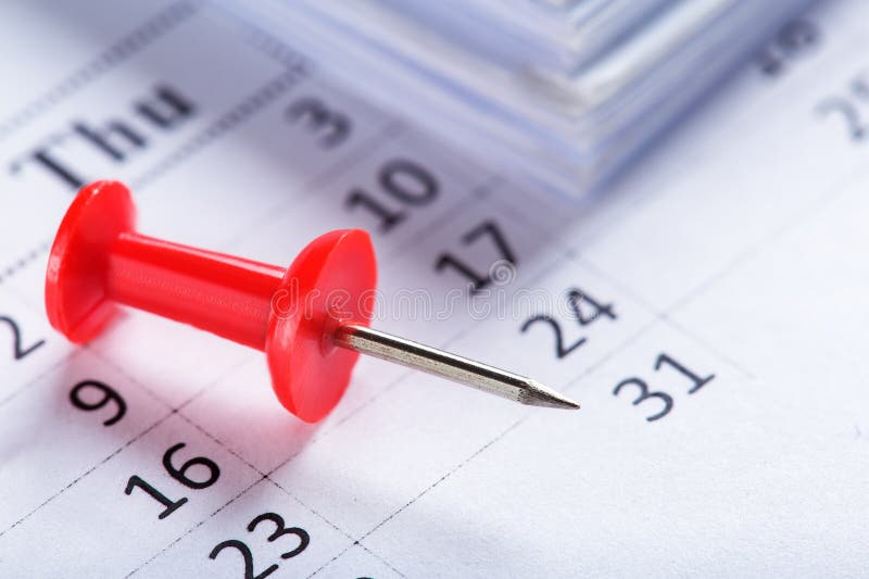 Important Date and Calendar Appointment. Pin on Calendar Stock Photo ...