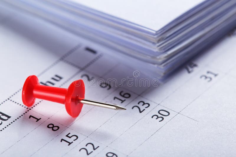 Important Date and Calendar Appointment. Pin on Calendar Stock Image ...