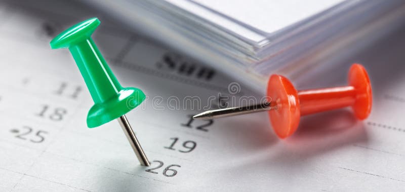 Important Date and Calendar Appointment. Pin on Calendar Stock Photo ...