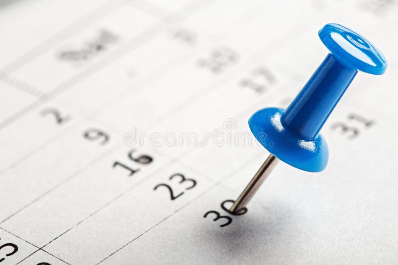 Important Date and Calendar Appointment. Pin on Calendar Stock Image ...