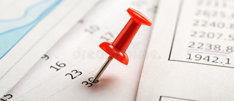 Important Date and Calendar Appointment. Pin on Calendar Stock Image ...