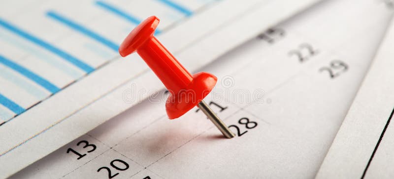 Important Date and Calendar Appointment. Pin on Calendar Stock Image ...