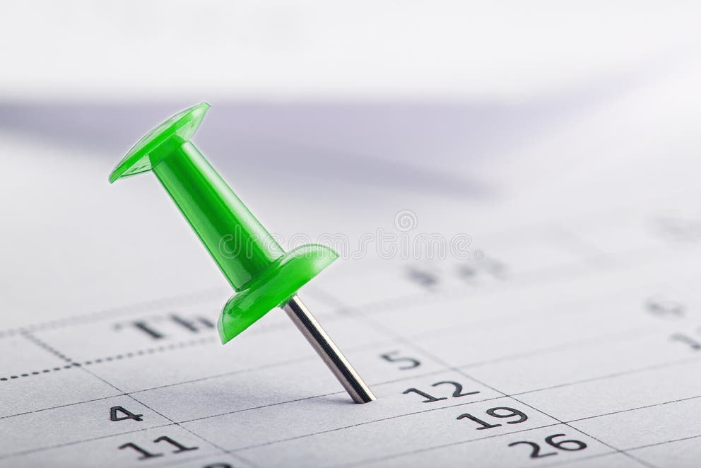 Important Date and Calendar Appointment.Pins on Calendar Stock Image ...