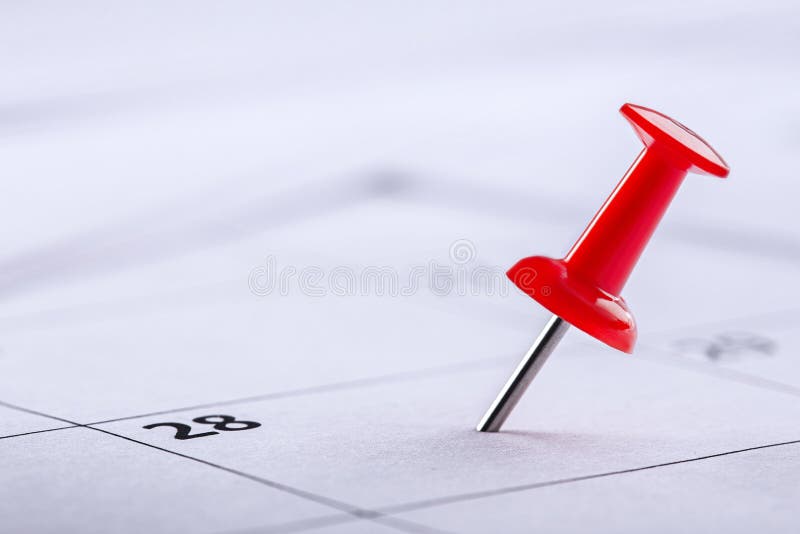 Important Date and Calendar Appointment.Red Pin on Calendar Stock Photo ...