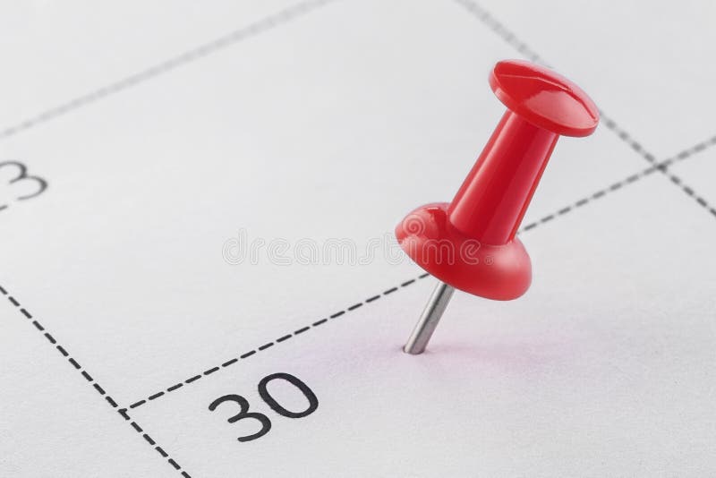 Important Date and Calendar Appointment.Red Pin on Calendar Stock Image ...