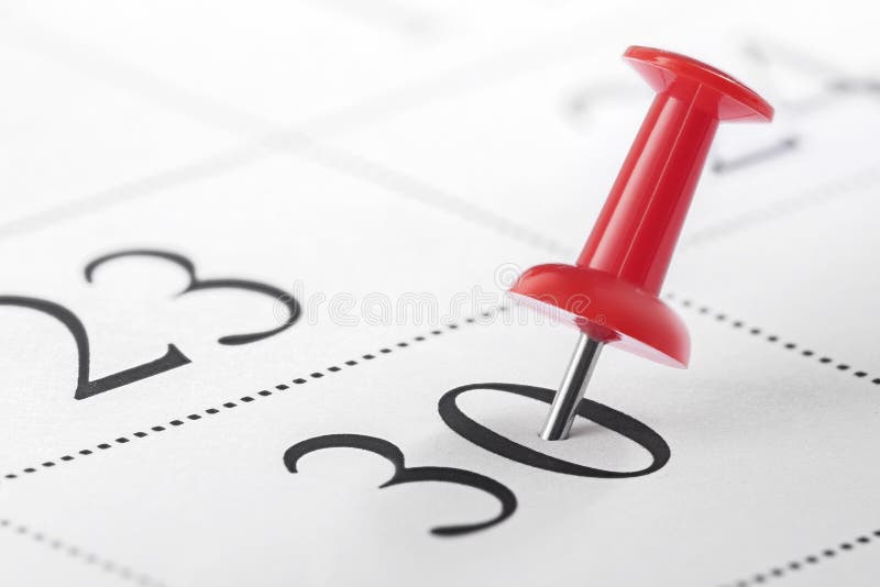 Important Date and Calendar Appointment.Red Pin on Calendar Stock Image ...