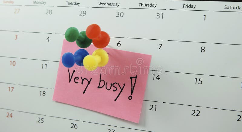 Important Date or Concept for Busy Day Being Overworked Stock Photo ...