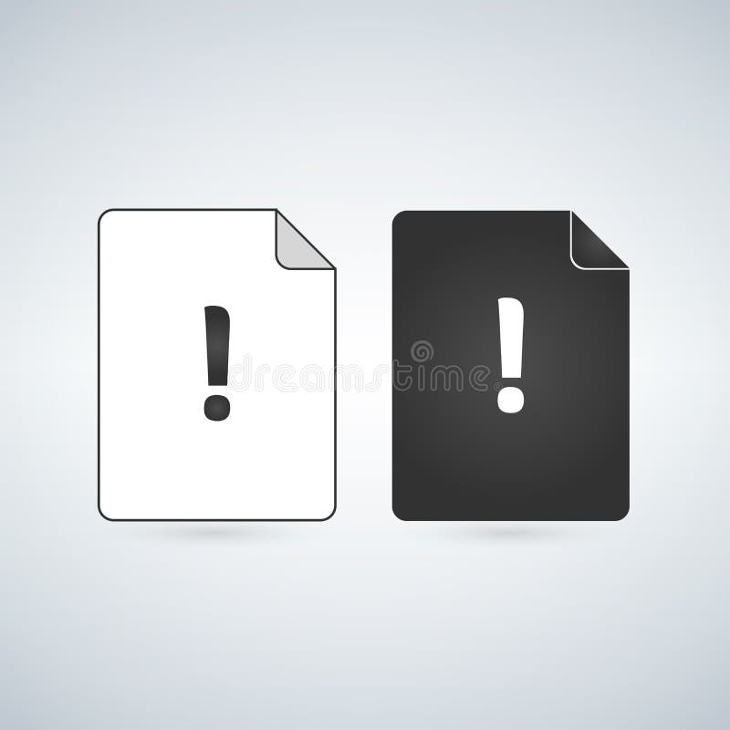 Important Document File Vector Icon with Exclamation Mark. Flat Sign ...