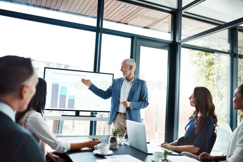 These are the Important Figures. a Businessman Giving a Presentation in ...