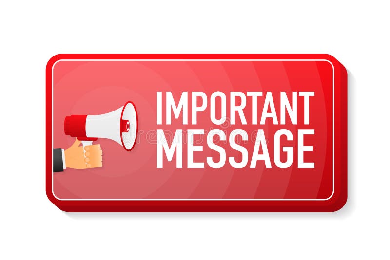 Important Message Megaphone Red Banner in 3D Style on White Background ...