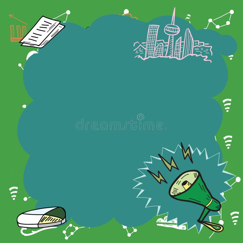 Important Messages Presented in Frame with Megaphone, Chart and Skyline ...