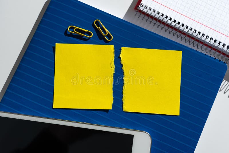 Important Messages Presented on Ripped Notes on Desk with Notebook ...