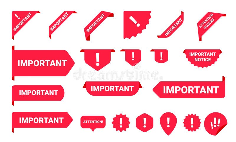 Important Notice Information Banner Label Set Stock Vector ...