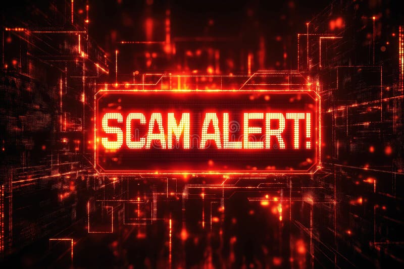 Important Scam Alert Notice Displayed in a Digital Format with Glowing ...