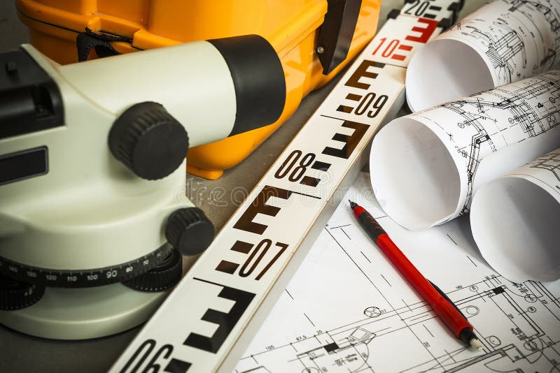 Important Surveying on the Construction Site the Foreman Stock Image ...