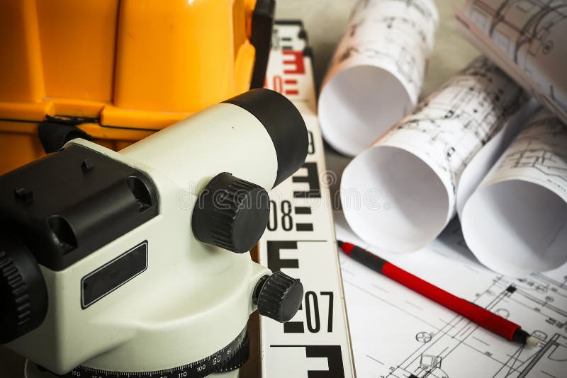 Important Surveying on the Construction Site the Foreman Stock Image ...