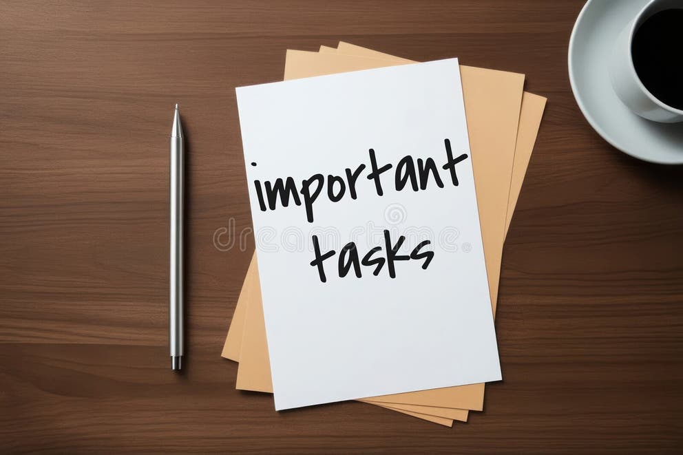 Important Tasks Inscription Text Words on Paper Stock Illustration ...