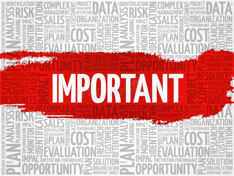 Important word cloud stock illustration. Illustration of essential ...