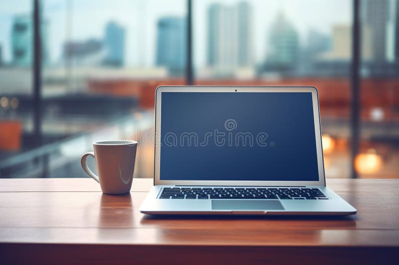 Important Work in Progress. Closeup Shot of a Laptop on a Desk in an ...