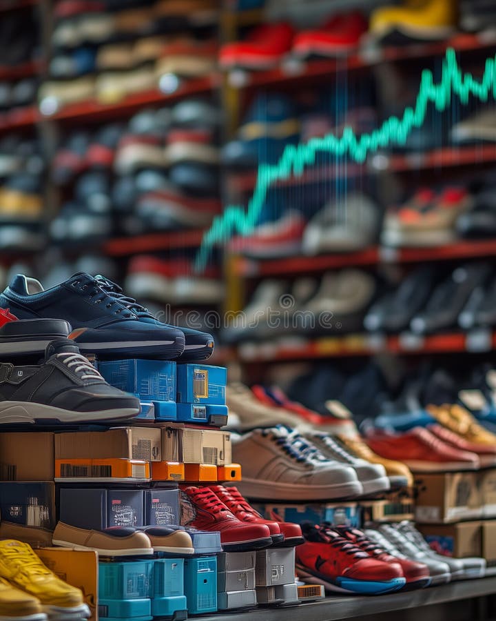 Imported Goods Showcase with Shoes and Vibrant Graphics in a Modern ...