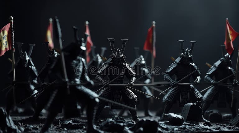 Shadowed Samurai Horde Ready for Battle - a Dark Fantasy Scene Stock ...
