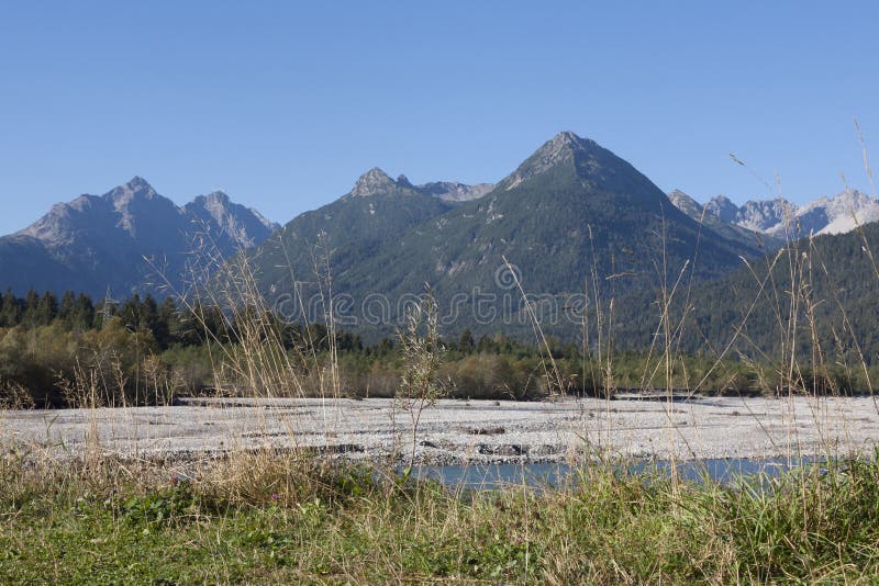 Lech valley in Tyrol stock photo. Image of park, river - 136059850