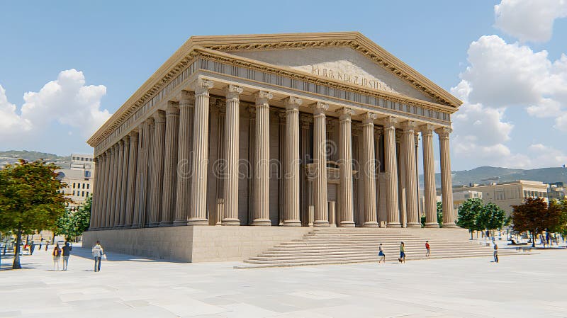 Imposing Classical Temple Architecture in Bright Sunlight Stock ...
