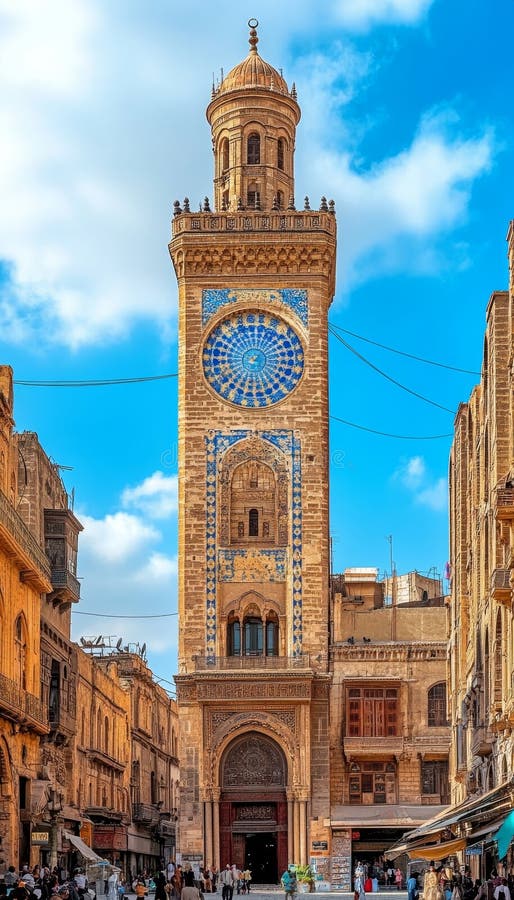 Imposing Clock Tower Dominates Traditional Arabic Architecture in ...