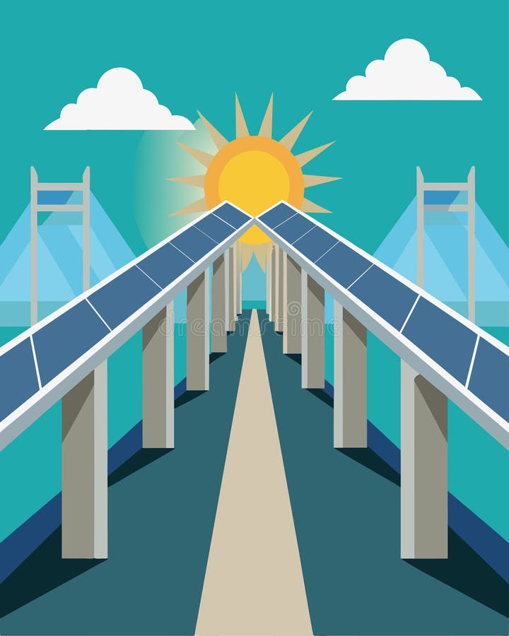 An Imposing Concrete Bridge Connecting Two Cities Outfitted with Rows ...