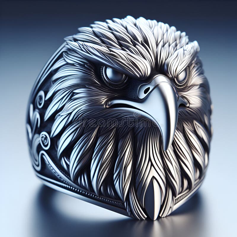 Formidable Eagle Design in Smoked Silver. Stock Illustration ...